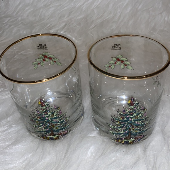 Spode | Dining | Vintage Spode Chrismass Tree Glasses With Gold Trim ...